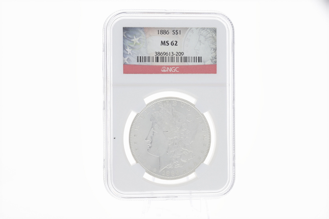 1886 S$1 Morgan Silver One Dollar Coin NGC MS62 in Sealed Case