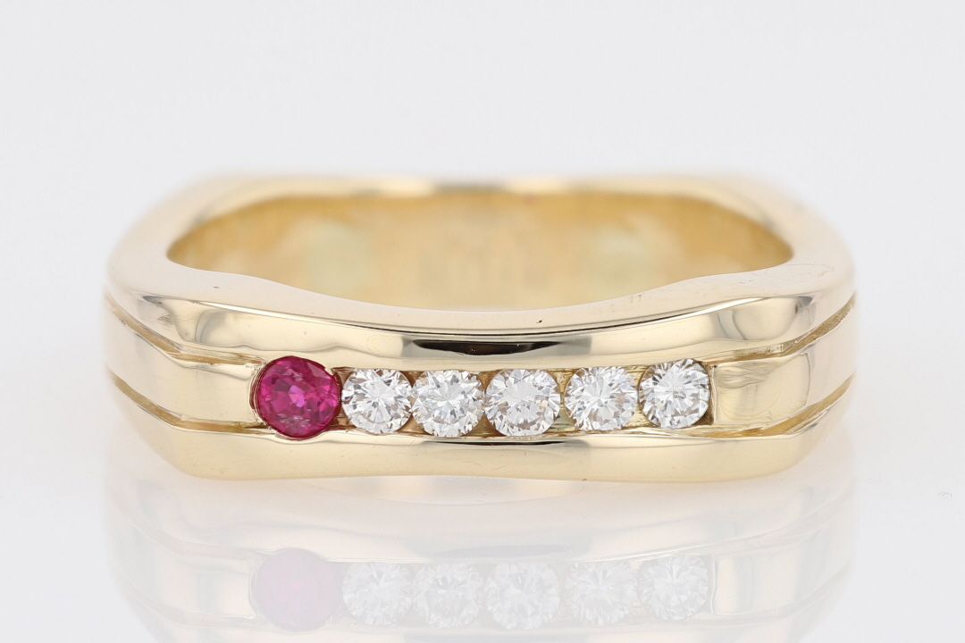 .48ctw Ruby and Diamond Channel-Set Wedding Band Ring 14k Yellow Gold ...