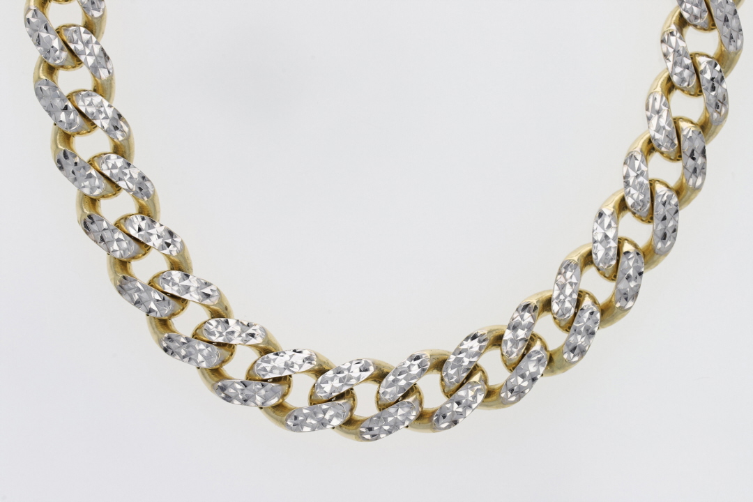 8.6mm Diamond Cut Curb Link Chain 22" Necklace 14K Multi-Tone Gold 31. ...