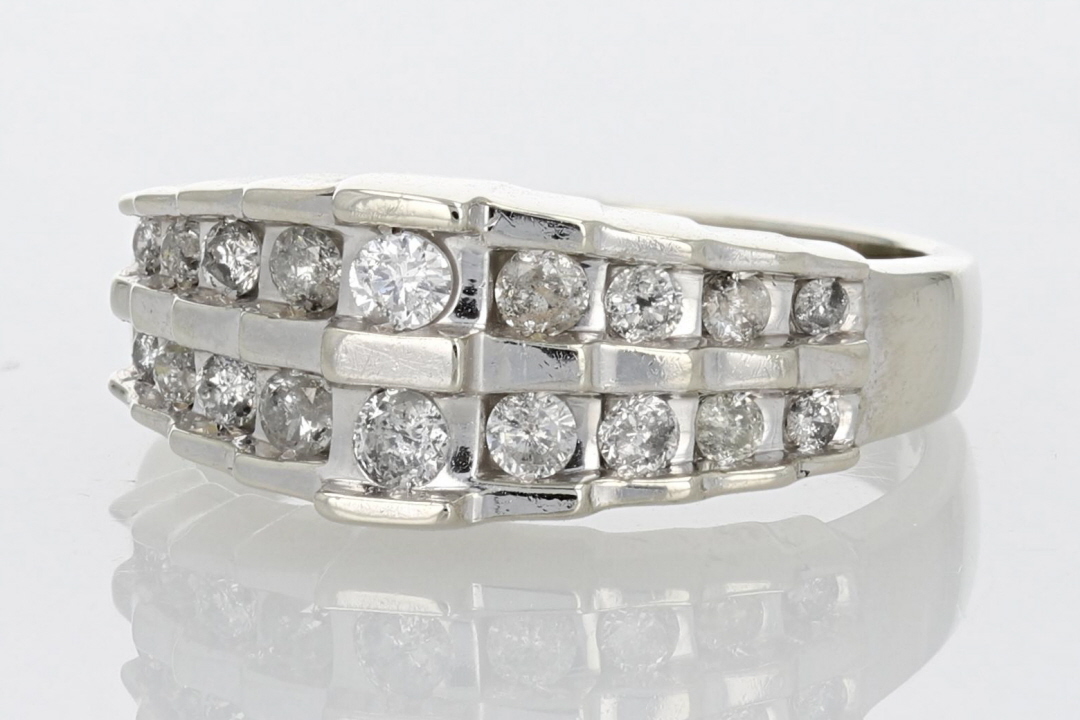 .57ctw Diamond Double Row Channel-Set Wedding Band Ring 10K White Gold ...