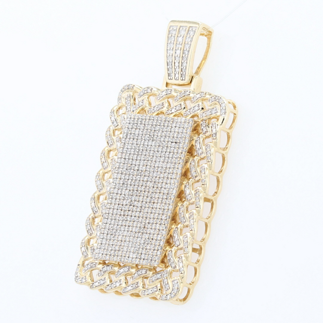 1.30ctw Diamond Pavé Curb Chain Frame Statement Pendant no Chain 10k ...