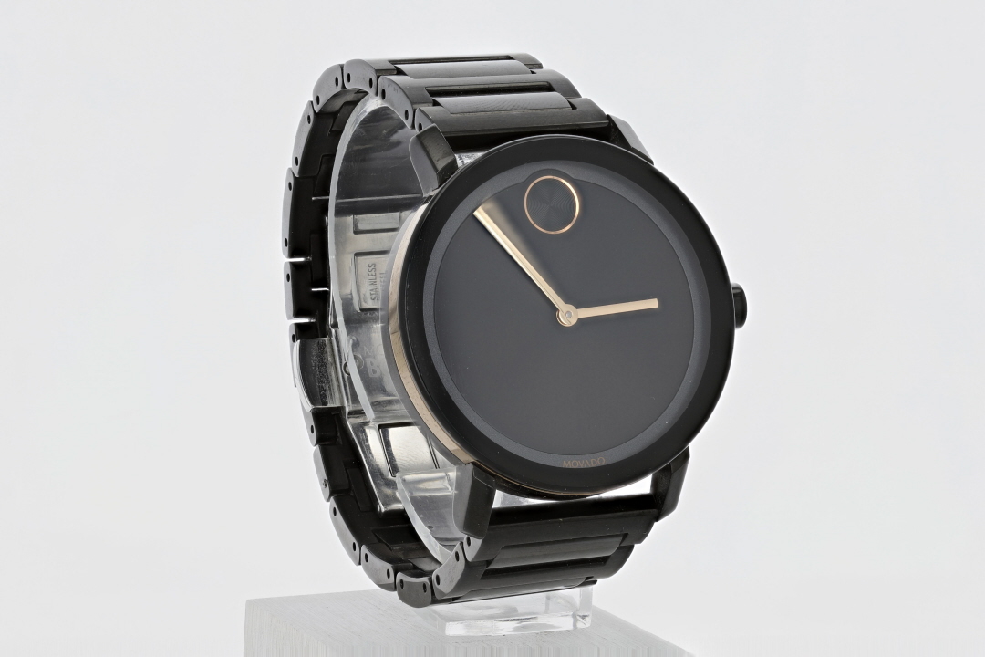 Movado Bold Black Dial 40mm Quartz Stainless Steel Men's Wristwatch