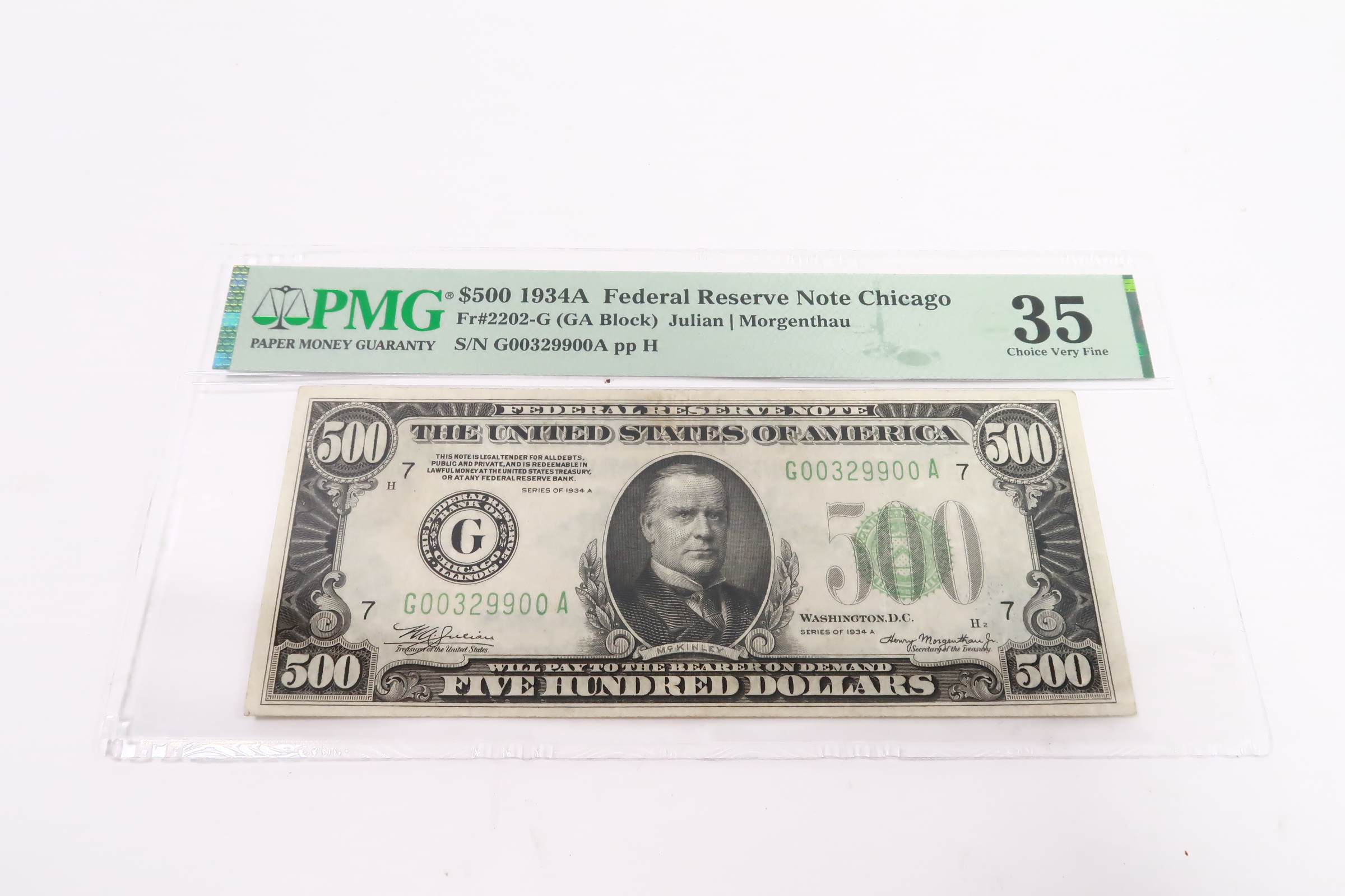 1934A $500 Federal Reserve Note Chicago FR#2202-G (35-Choice Very Fine)