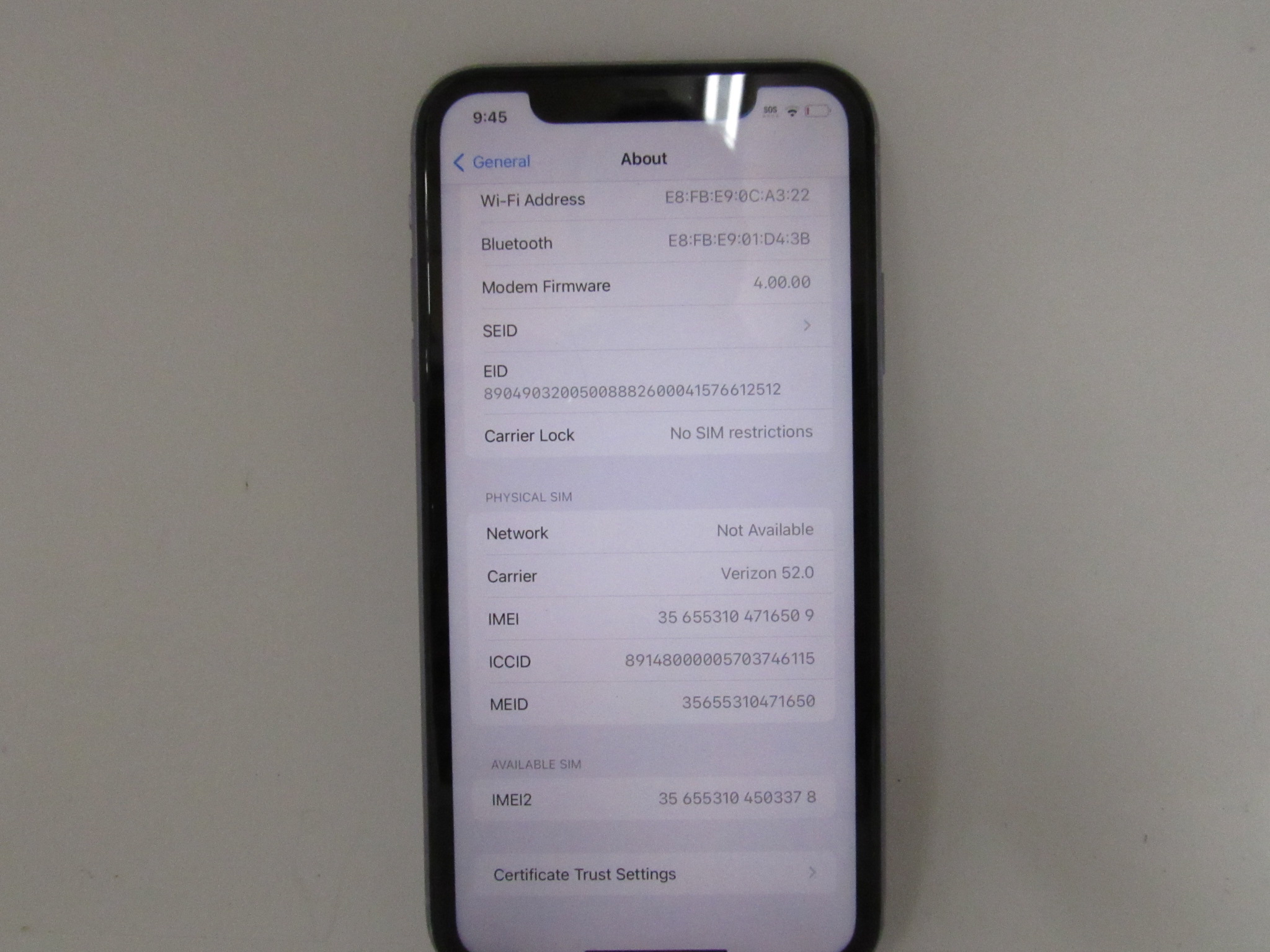 Apple iPhone 11 A2111 MWKR2LL/A 64GB Purple No SIM Restrictions