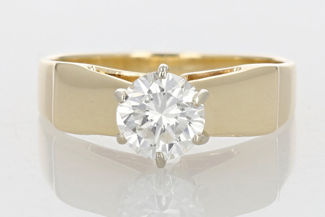 GIA® 1.07ct Round Cut Diamond Solitaire Engagement Ring 14k Yellow Gold Size 7.5