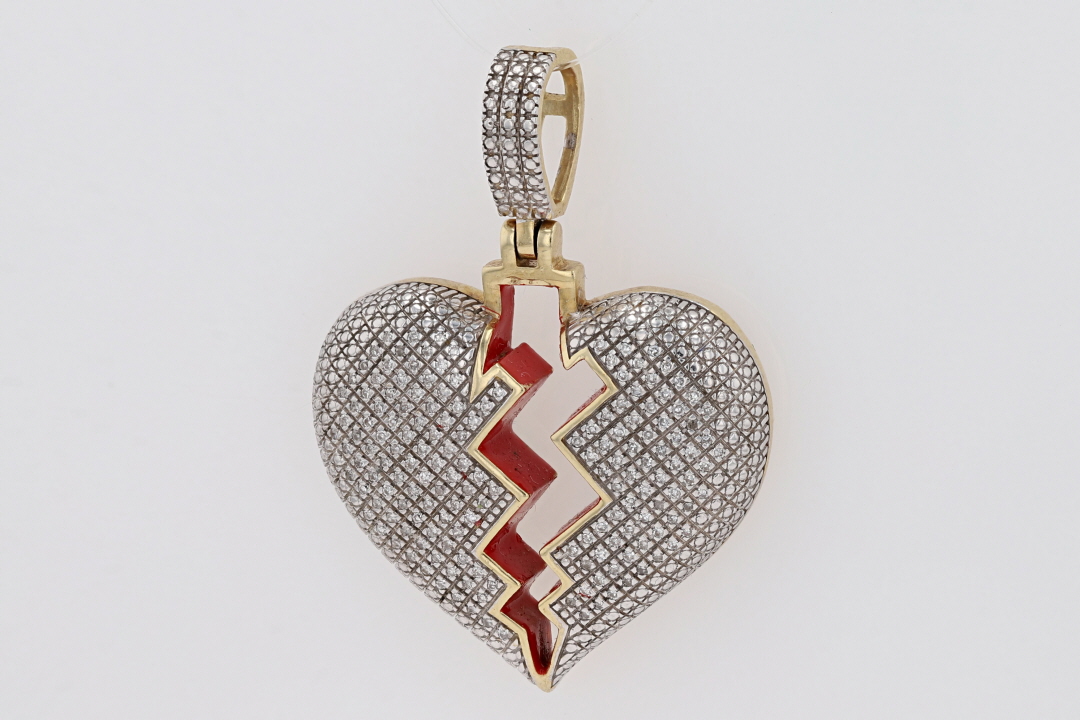 .43ctw Round Cut Diamond Broken Heart Pendant w/o Chain 10k Multi-Tone Gold