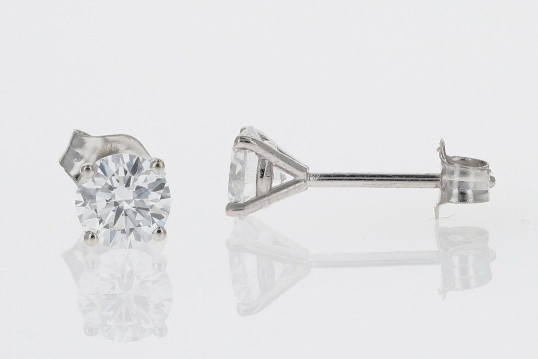 .75ctw Lab-Created Round Diamond Solitaire Stud Pair Earrings 14k White ...