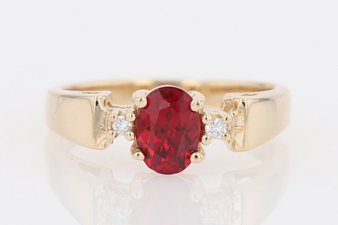 GIA® 1.17ctw Lab-Created Ruby and Diamond Statement Ring 14k Yellow ...