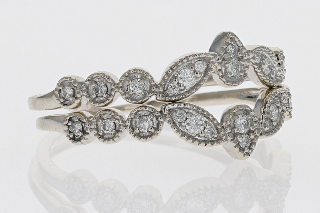 .33ctw Round Diamond Solitaire Wrap Wedding Band Rings 14k White Gold ...