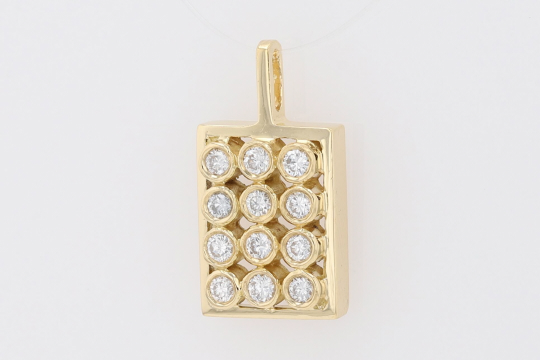 .48ctw Round Cut Diamond Bezel Set Pendant without Chain 18k Yellow Gold