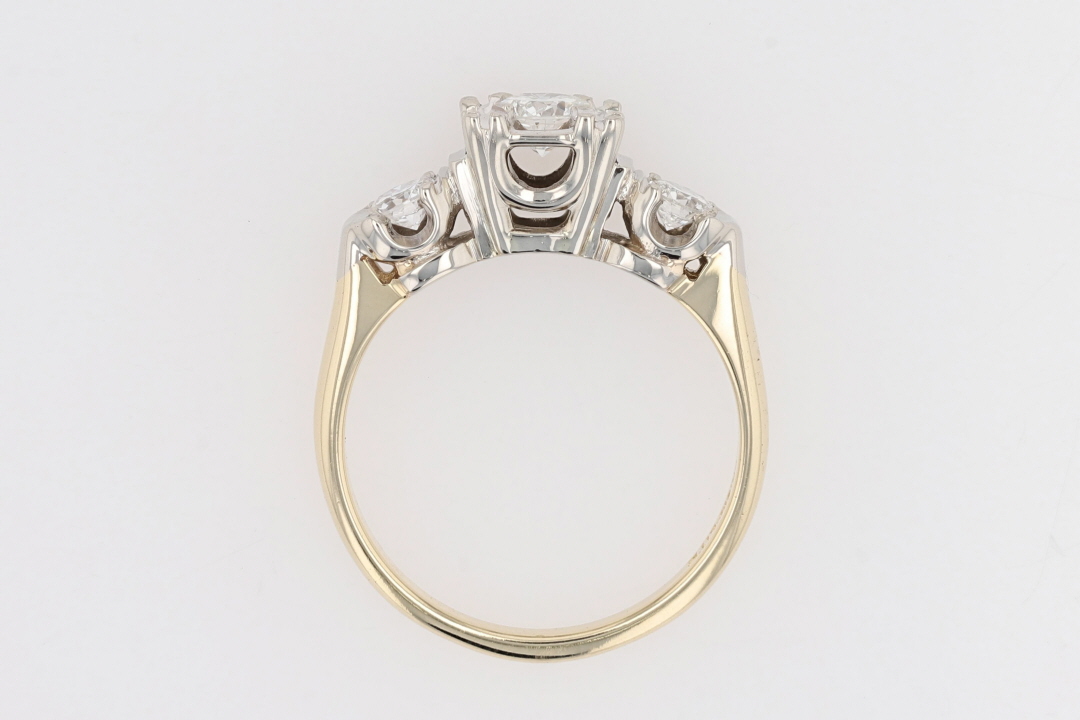 .49ctw Round Cut Diamond Three-Sone Engagement Ring 14k Multi-Tone Gold ...