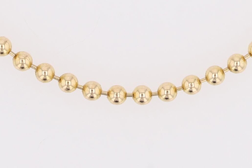 1.2mm Beaded Link Chain 24" Necklace 14k Yellow Gold Italy 3.11 Grams