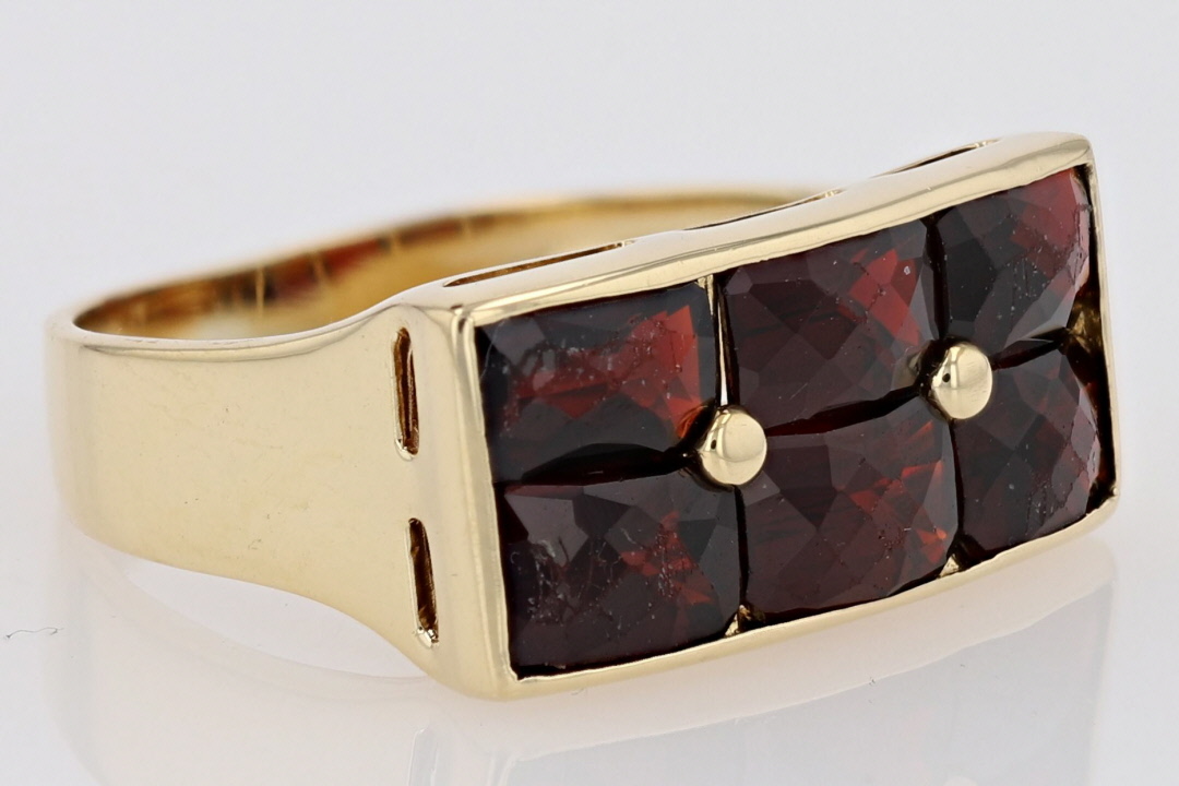 Fancy Rectangular Cut Garnet Statement Ring 18k Yellow Gold 5.65 Grams ...