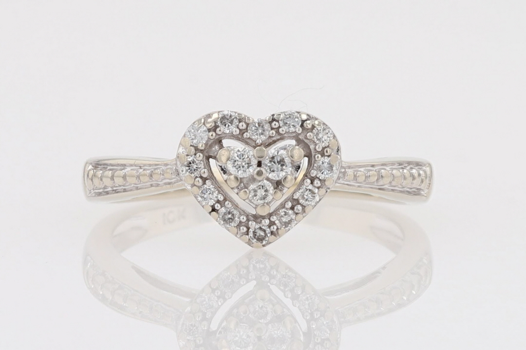 .20ctw Round Diamond Cluster Heart Shaped Statement Ring 10k White Gold ...