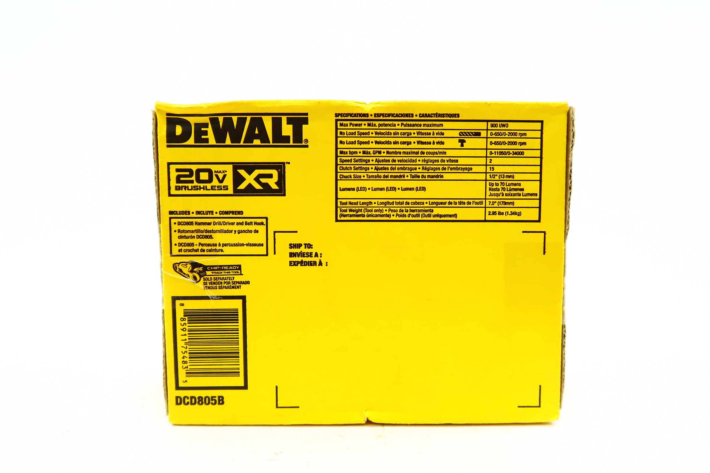 DeWalt DCD805 20-Volt Lithium-Ion Compact Cordless 1/2 in. Hammer Drill