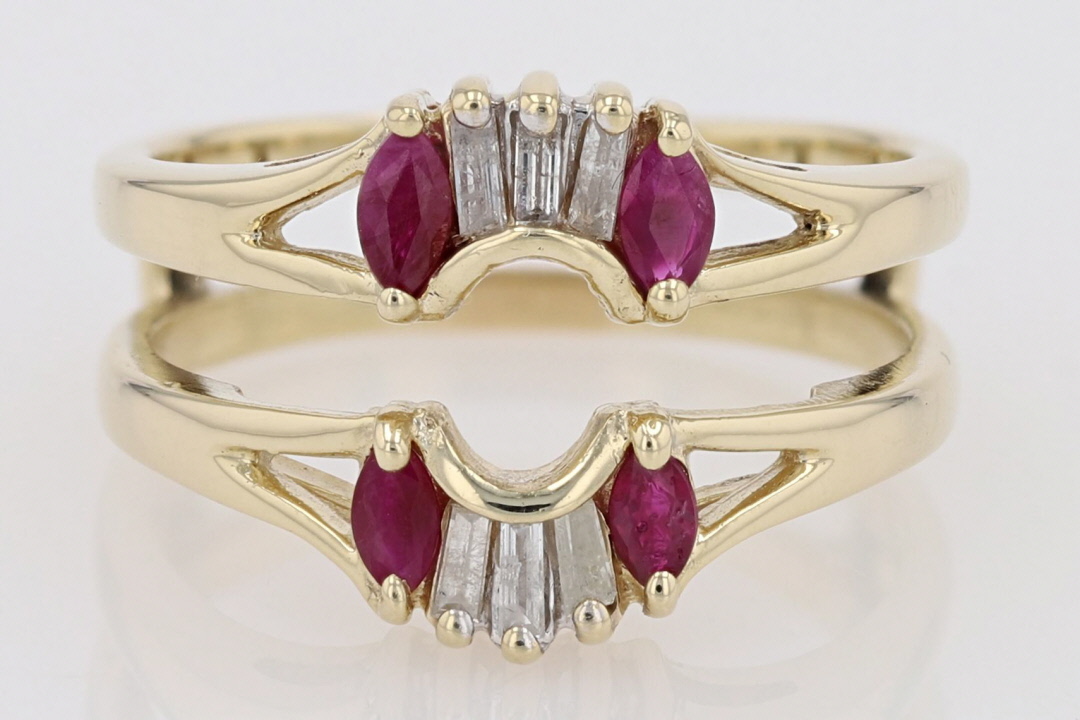 .34ctw Round Diamond & Ruby Enhancer Wedding Band Ring 14k Yellow Gold ...