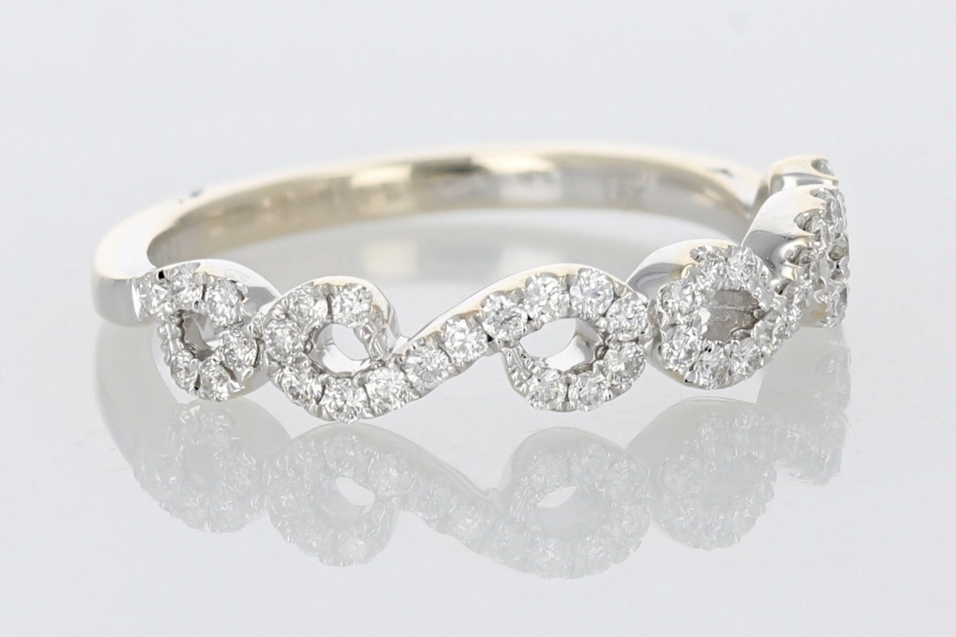 .42ctw Round Cut Diamond Swirl Design Wedding Band Ring 18k White Gold ...