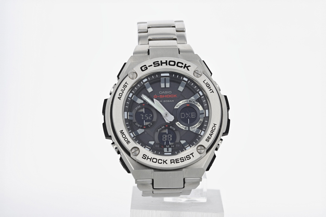 Casio G-Shock G-Steel Black Dial Quartz Solar Stainless Steel Men's ...