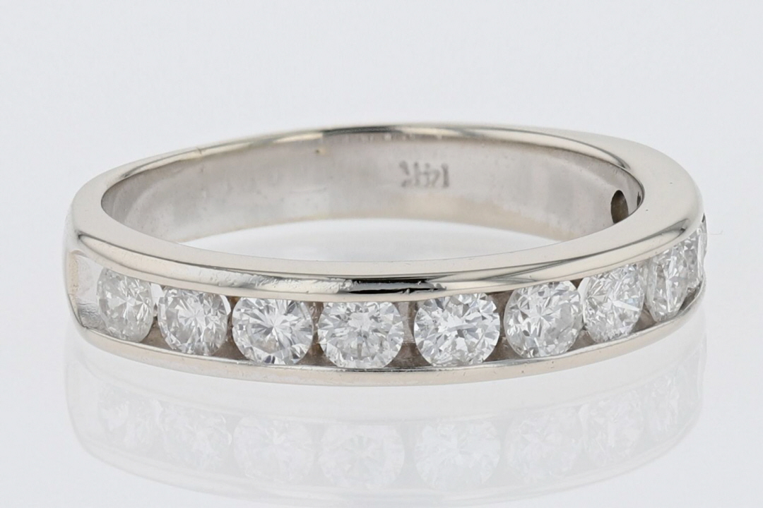 .66ctw Round Cut Diamond Channel-Set Wedding Band Ring 14k White Gold ...