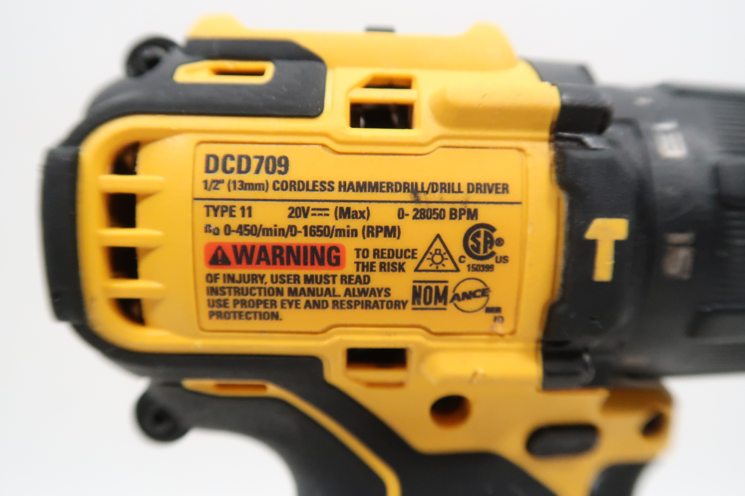DeWalt DCD709 20V MAX Cordless Brushless Compact 1/2 in. Hammer Drill