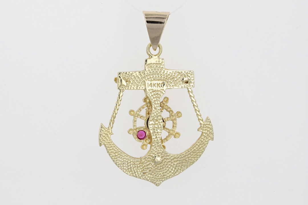 .07ct Lab-Created Ruby Mariner Crucifix Pendant without Chain 14k ...