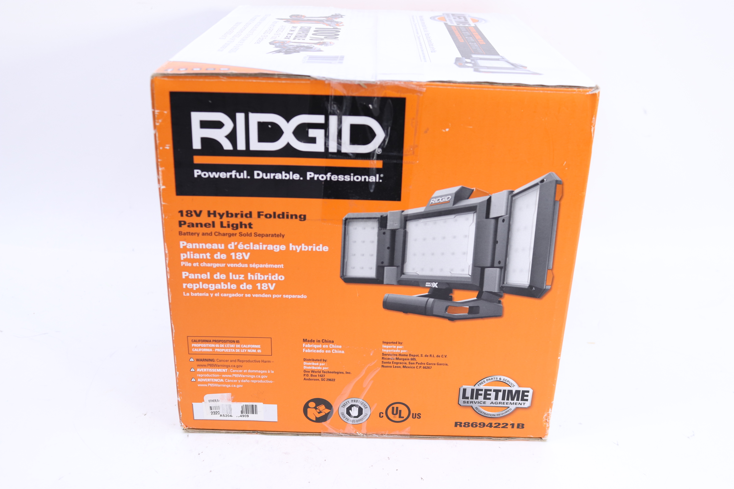 Rigid R8694221B 18V Cordless Lithium Ion Hybrid LED Panel Light