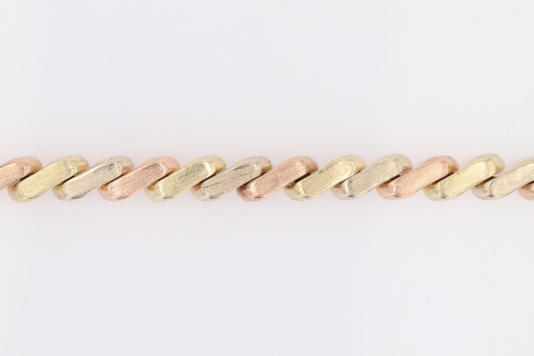 8mm San Marco Brushed Link Chain 8" Bracelet 14k Multi-Tone Gold 18.66 ...