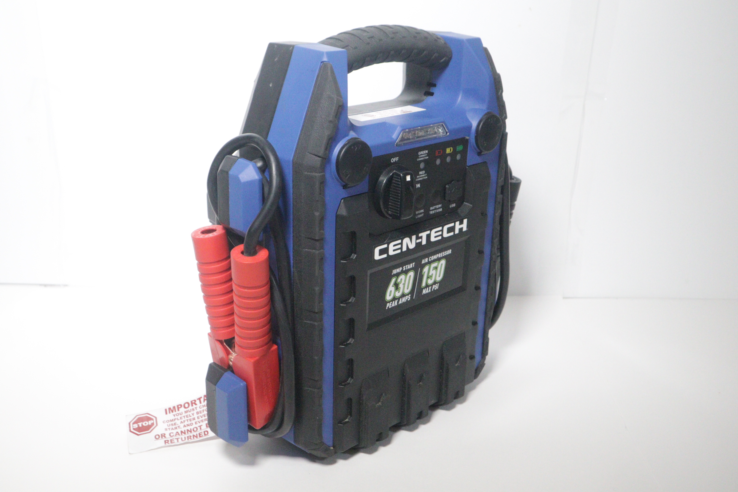 CEN-TECH 58978 630 Amp Battery Jump Starter&Power Pack/150 PSI Air ...