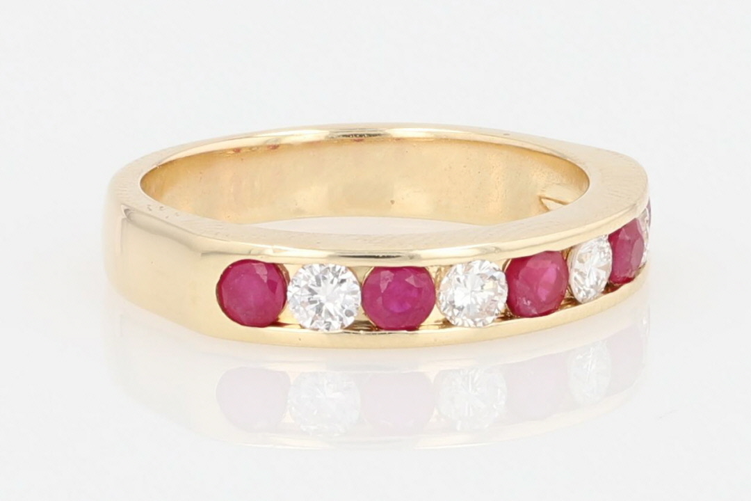 .78ctw Ruby and Diamond Channel-Set Wedding Band Ring 14k Yellow Gold ...