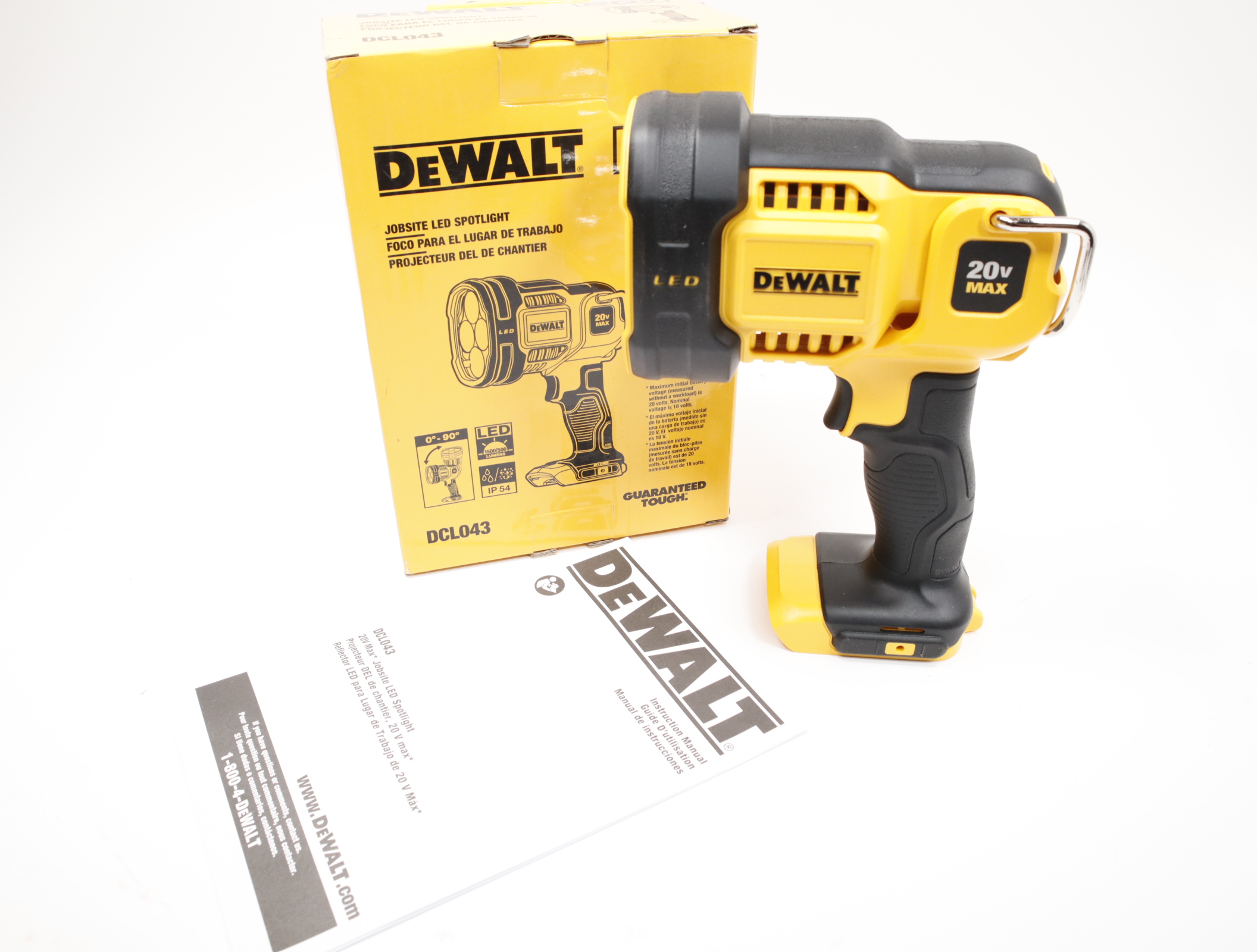 DeWalt DCL043 Cordless LED Spotlight 20V 4 LED Tool Only