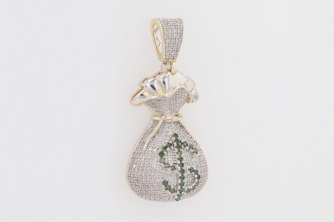 1.17ctw Round Cut Diamond Moneybag Pendant without Chain 10k Multi-Tone ...