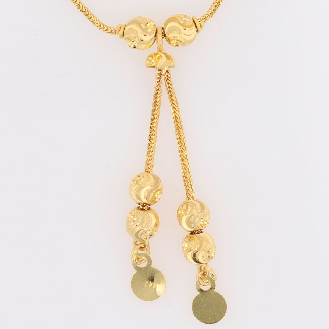 1mm Foxtail Link Chain Statement 17" Lariat Necklace 21k Yellow Gold 7. ...