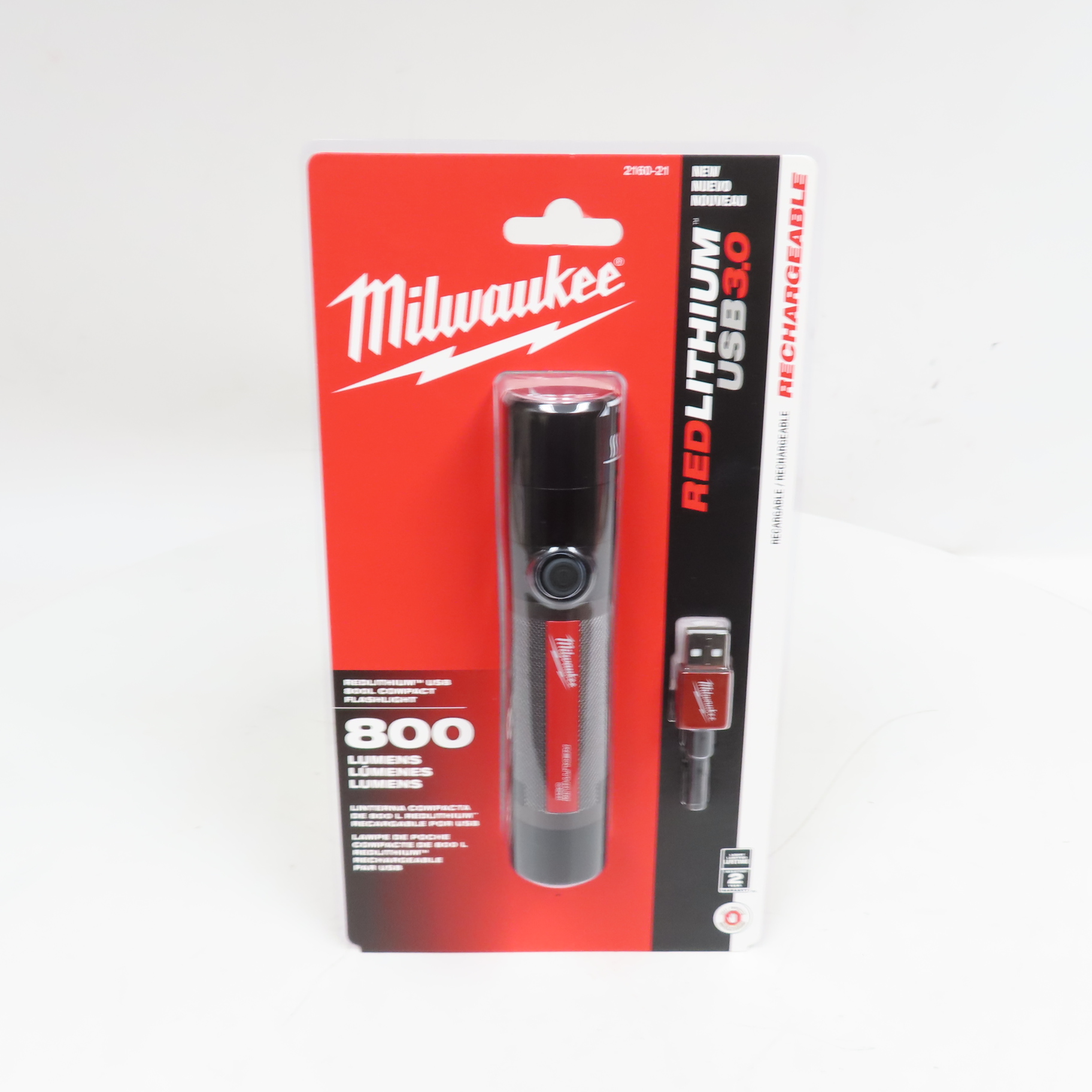 Milwaukee 2160-21 USB Rechargeable 800L Compact Flashlight (In Box) 3721