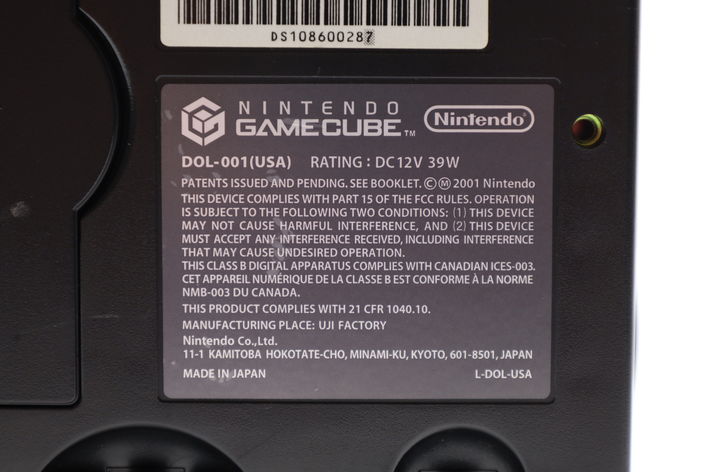 Nintendo GameCube DOL-001 Video Game Console - Black (0810)