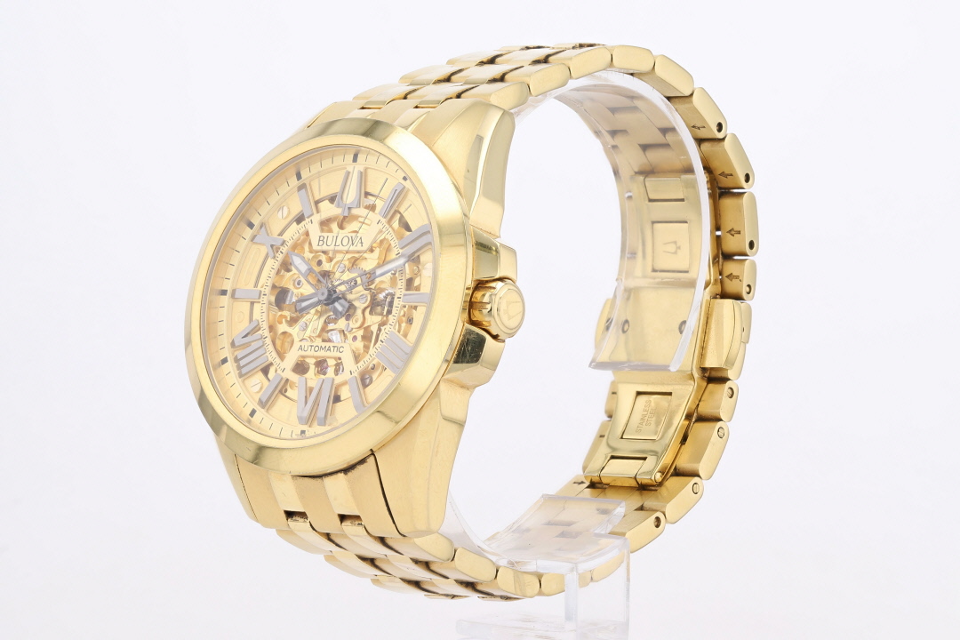 Bulova Sutton Gold 43mm Skeleton Dial Automatic Stainless Steel Men's Watch