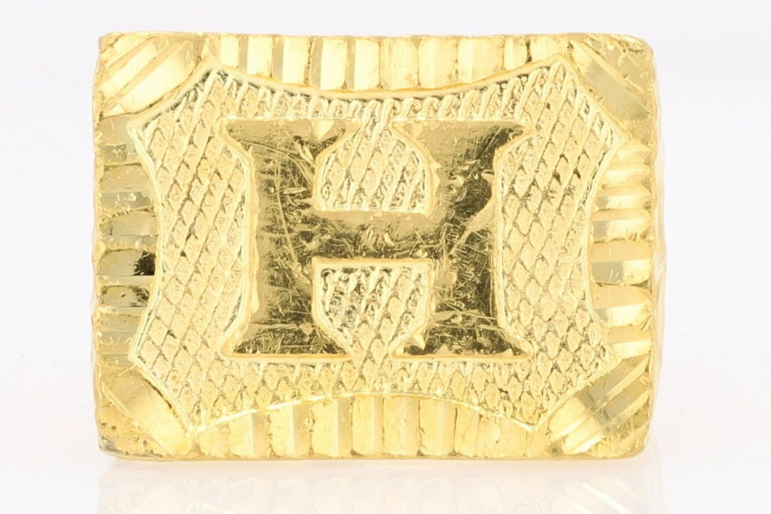 Diamond Cut Letter "H" Statement Band Ring 22k Yellow Gold 11.19 Grams ...