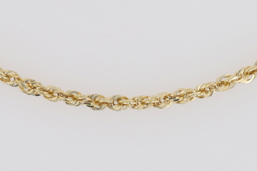 2mm Rope Link Chain 20" Necklace 14k Yellow Gold Peru 6.05 Grams