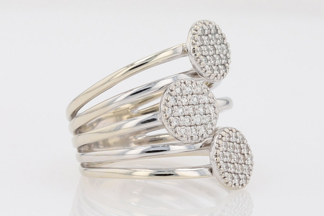 .57ctw Round Diamond Cluster Split-Shank Statement Ring 14k White Gold ...
