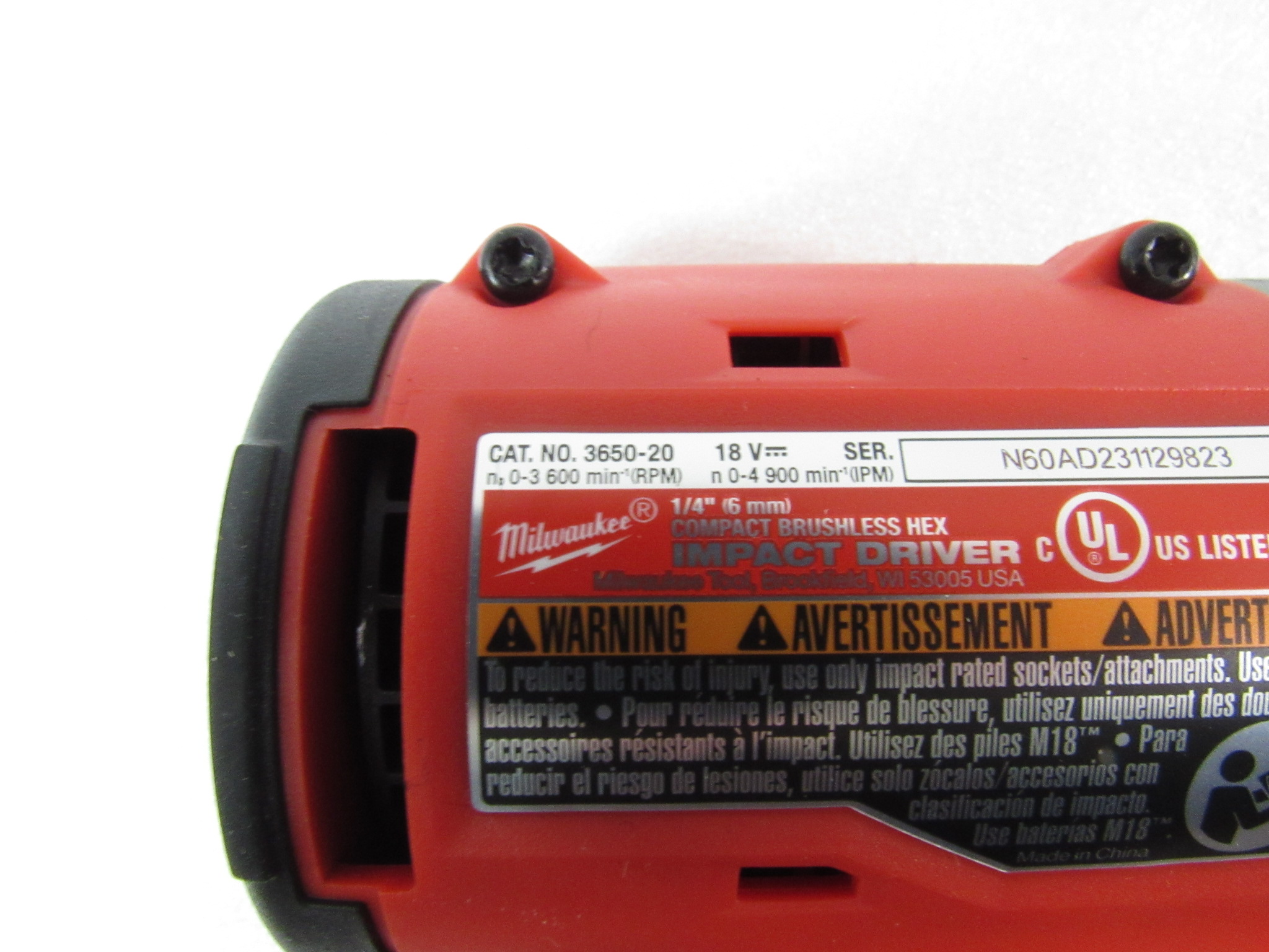 Milwaukee 3650-20 M18 18V Li-Ion Brushless Cordless 1/4" Compact Impact ...