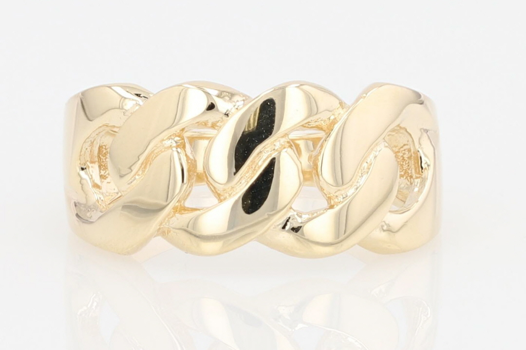 11.6mm Curb Link Chain Pattern Band Ring 14k Yellow Gold 9.48 Grams Size 11