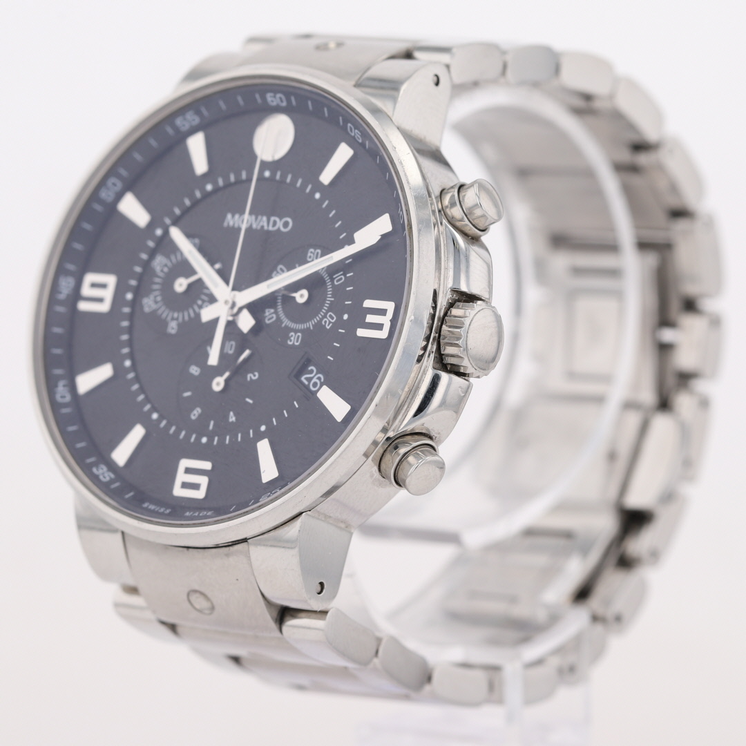 Movado SE Pilot 43mm Black Dial Chronograph Stainless Steel Men's ...