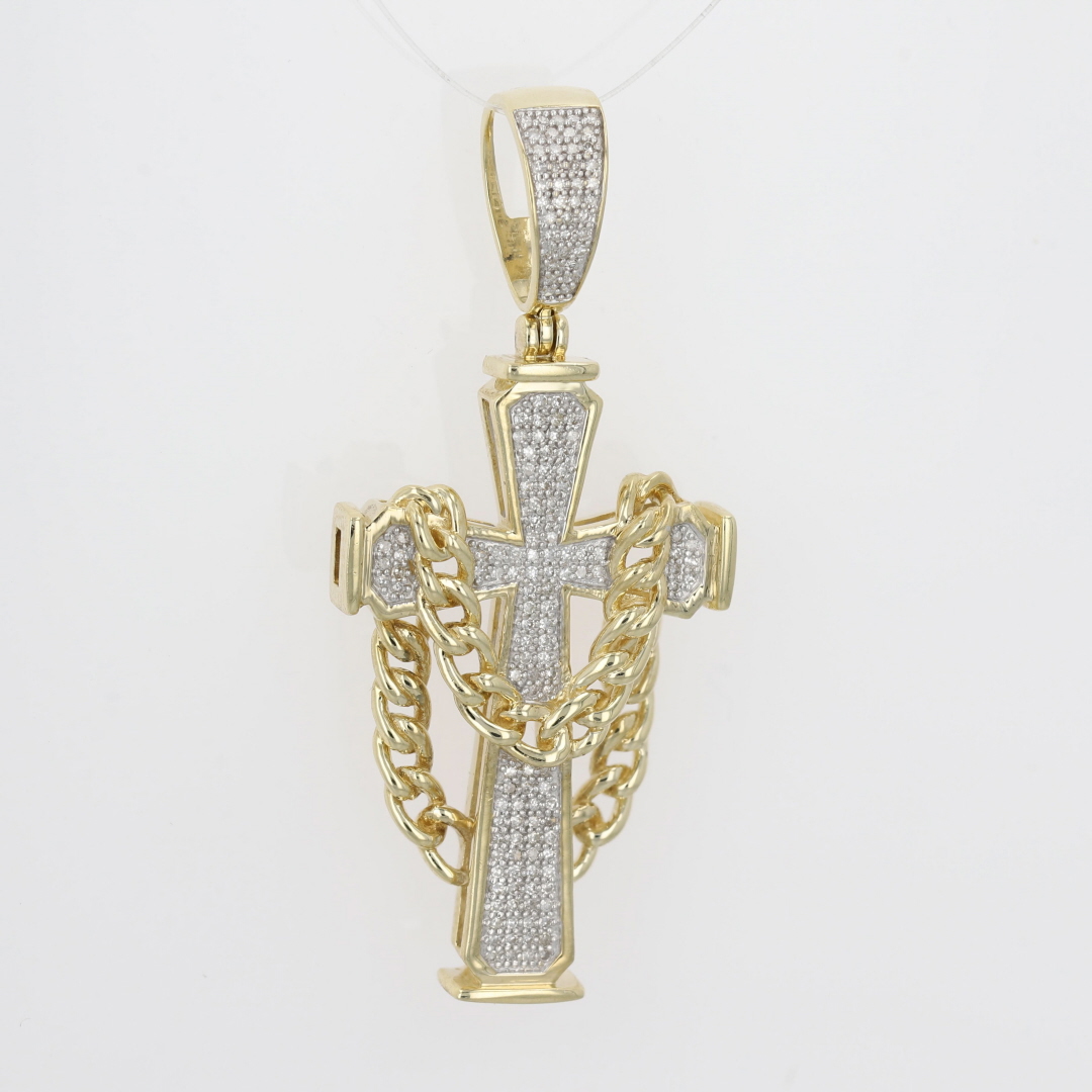 .29ctw Diamond Chain Draped Religious Cross Pendant w/o Chain 10k ...