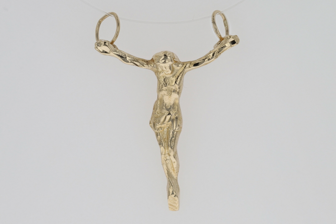38mm Religious Jesus Crucifix Pendant without Chain 14k Yellow Gold 3. ...