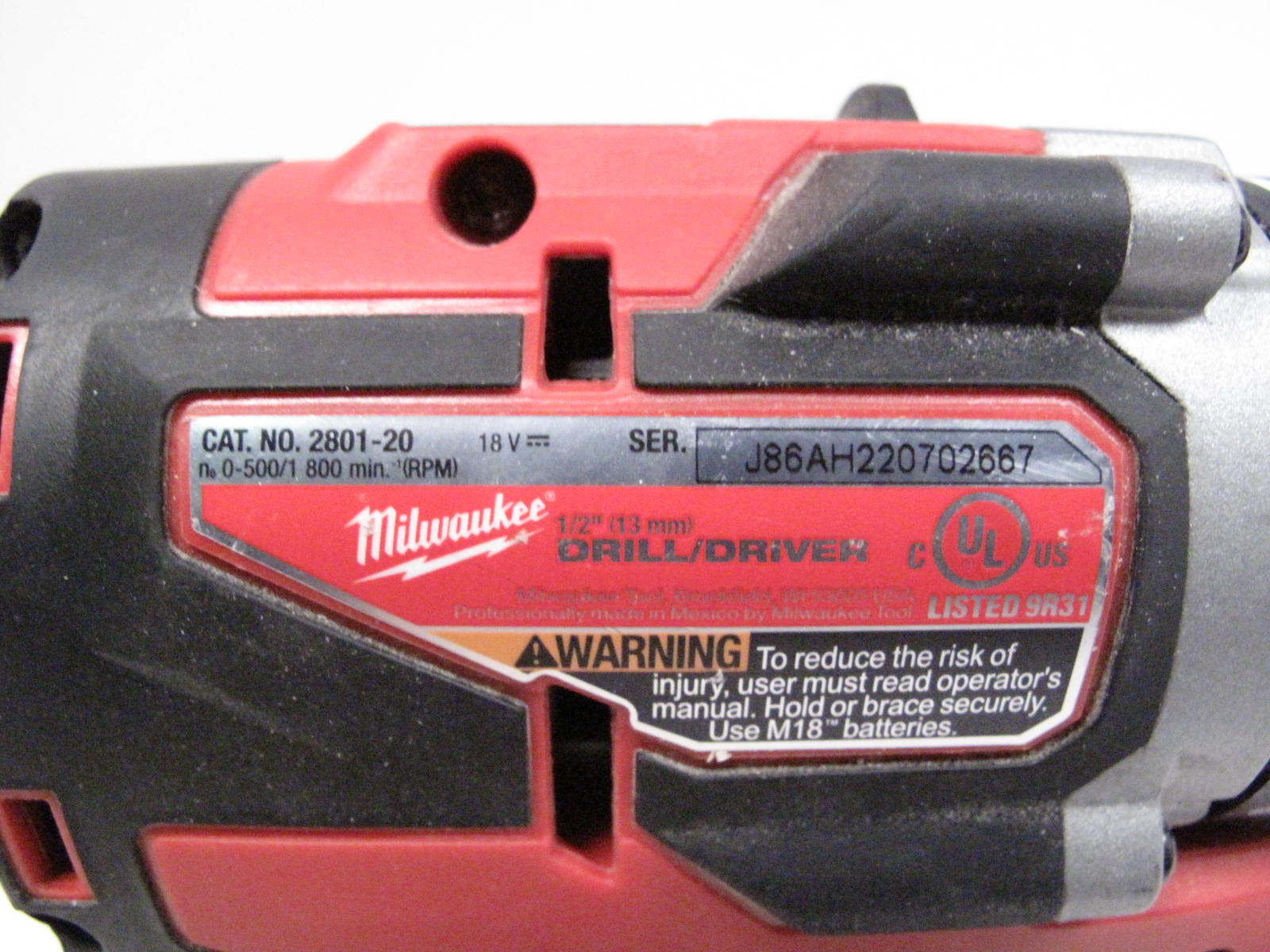 Milwaukee 2801-20 18V Lithium-Ion Cordless 1/2" Drill Tool/Battery Only