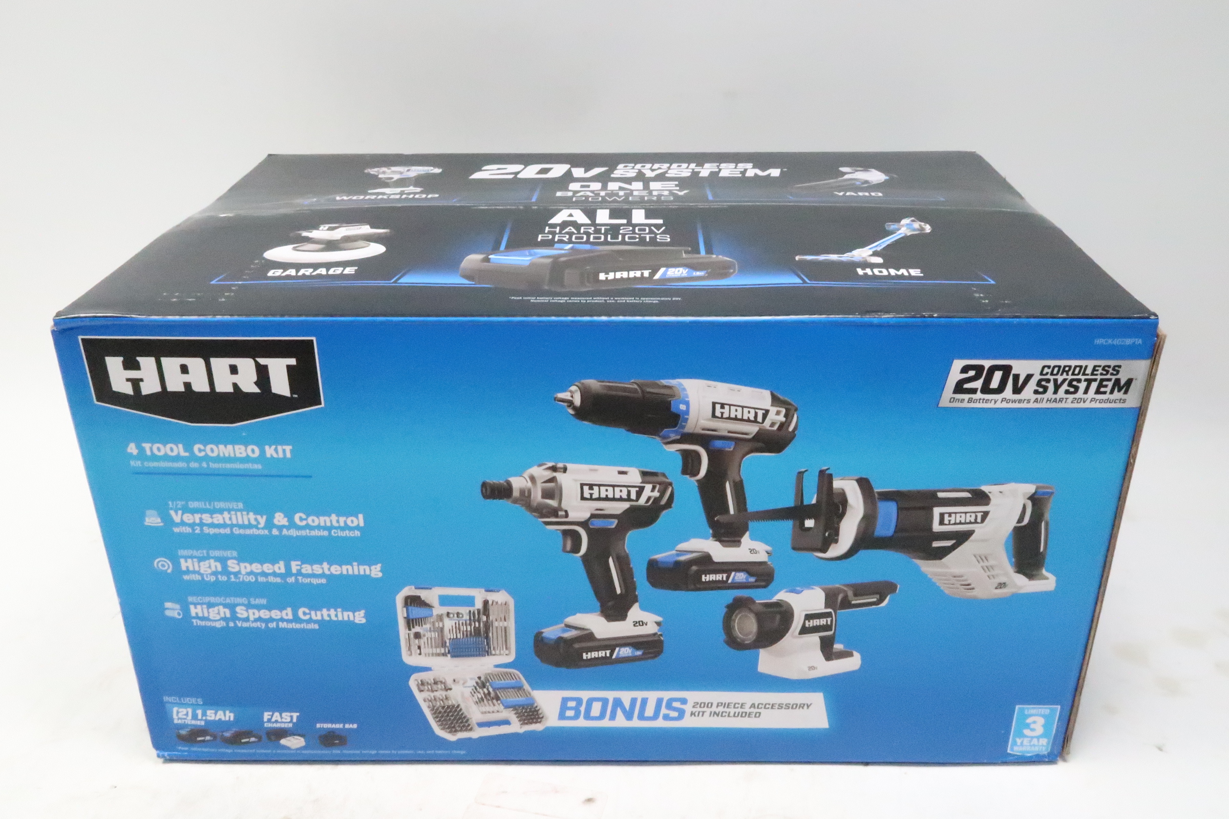 HART HPCK4028BPTA 20V Cordless 4-Tool Combo Kit Drill
