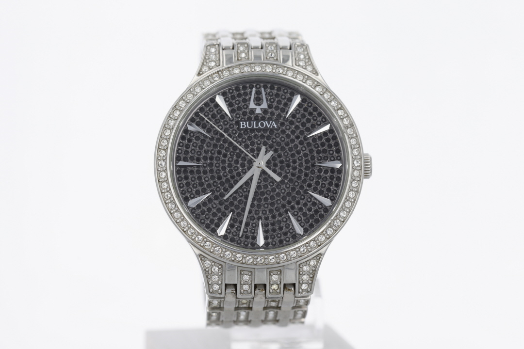 Bulova Phantom Black Pavé Crystal Dial Quartz Stainless Steel Men's ...