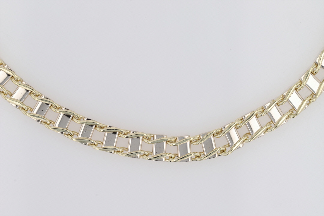 7.5mm Railroad Link Chain 20.25" Necklace 14k Multi-Tone Gold Italy 62. ...