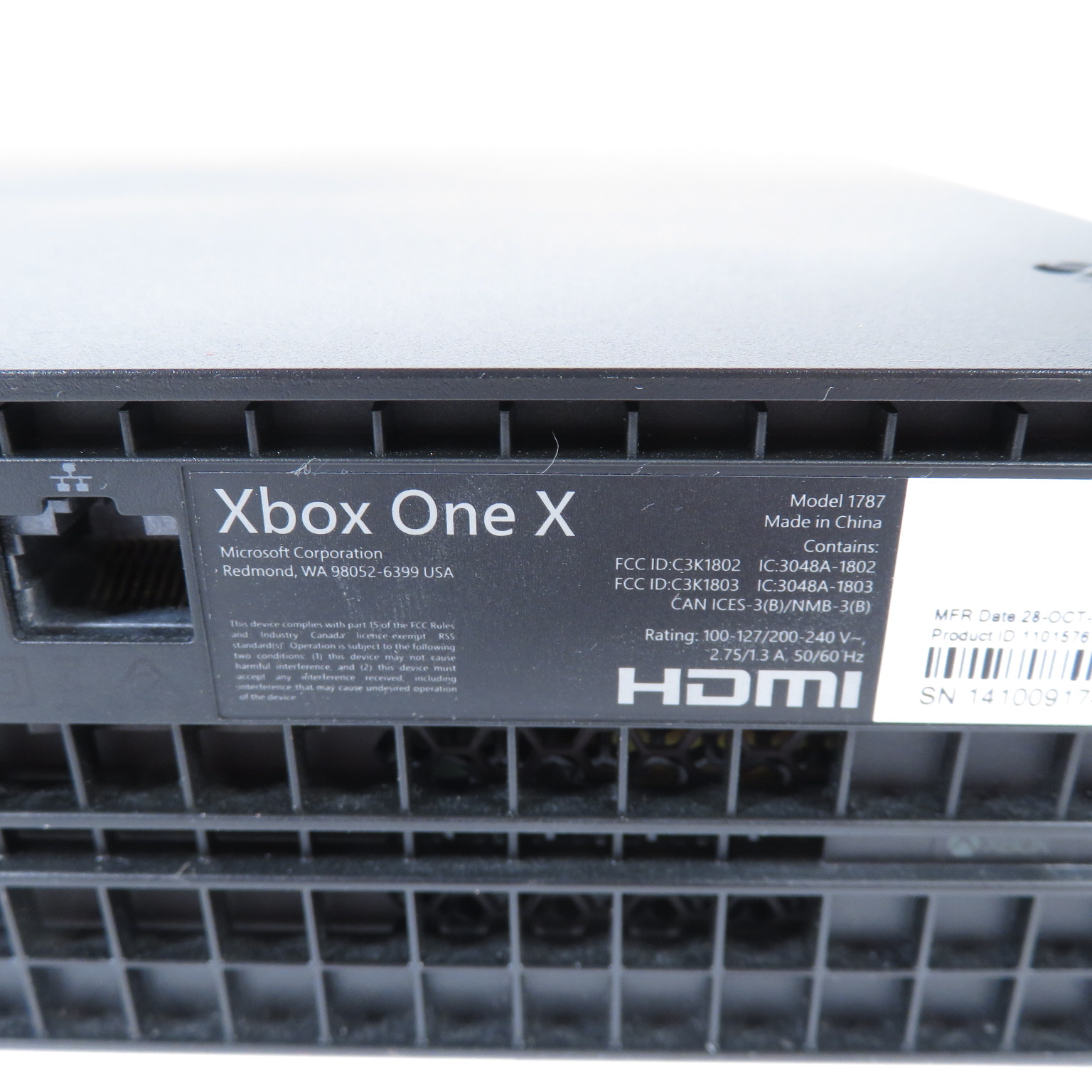 Microsoft Xbox One X 1787 1TB 4K Video Black Body Video Game Console 2017