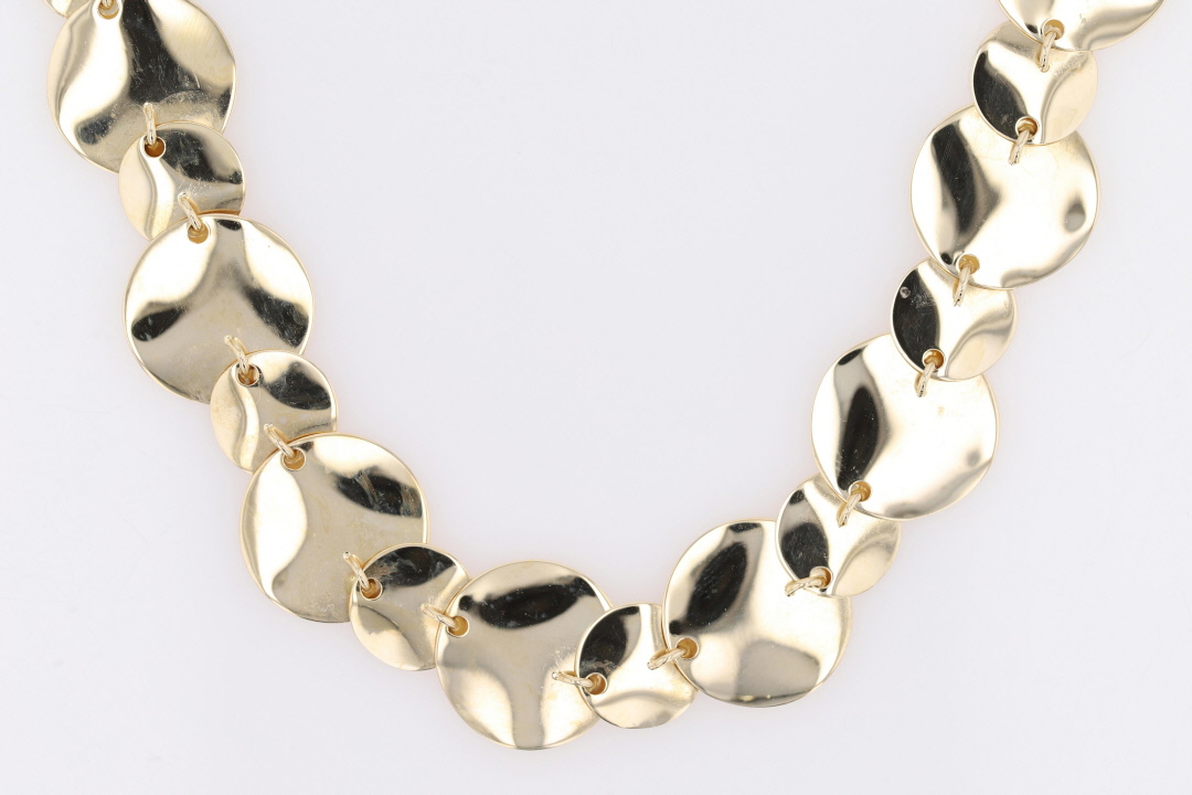 4.5mm Graduated Disk Statement 19" Necklace 14k Yellow Gold Türkiye 10. ...