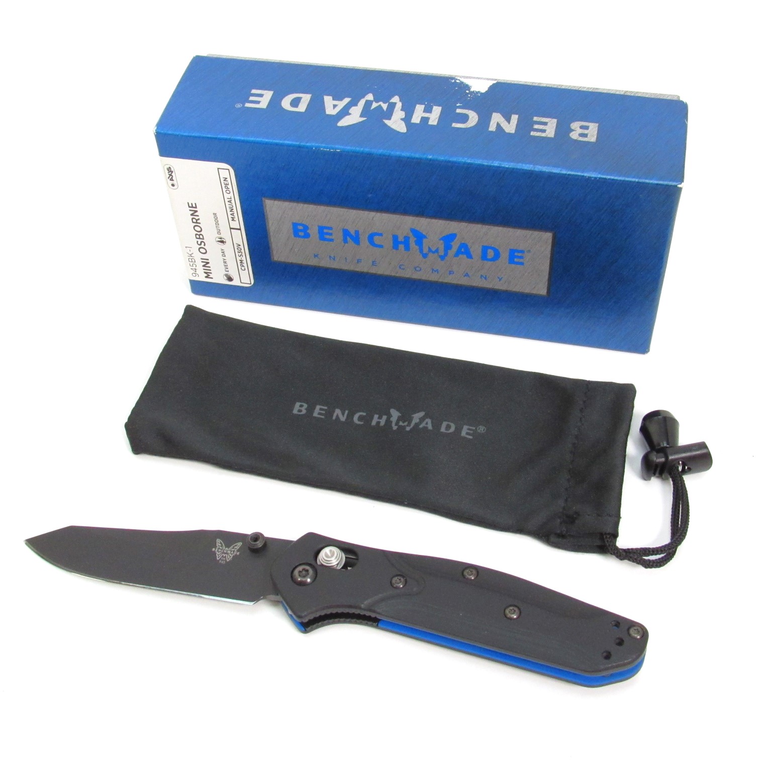 Benchmade Mini Osborne Blue Class 945BK-1 CPM-S30V Manual Open Folding ...
